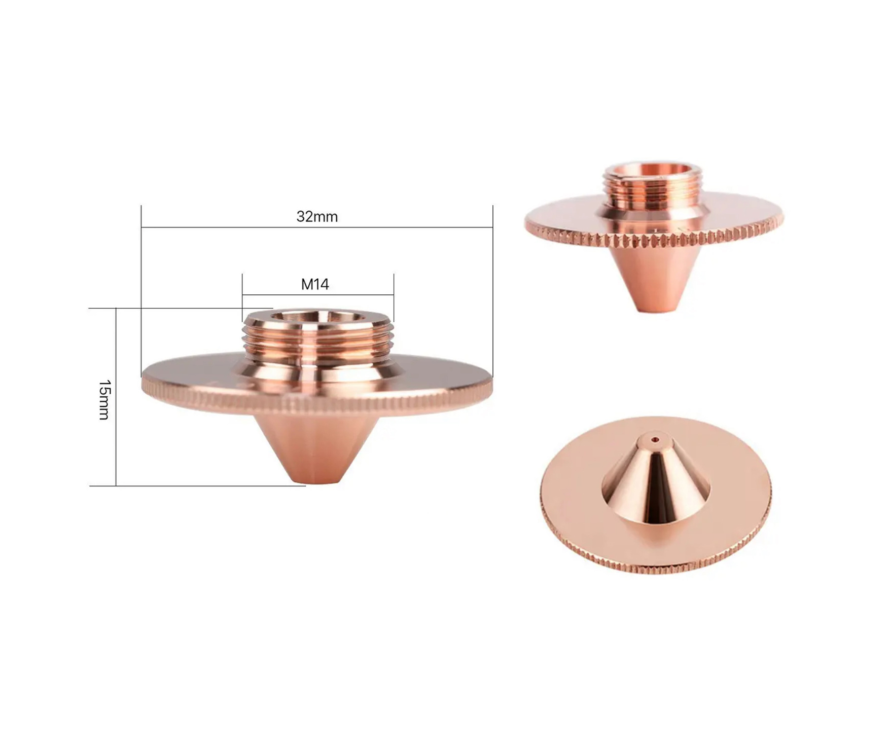 Double Nozzle 1,5 mm D32 H15 M14 Type C / Double nozzles D32, H15mm M14 ...